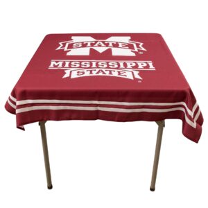 college flags & banners co. mississippi state bulldogs logo tablecloth or table overlay