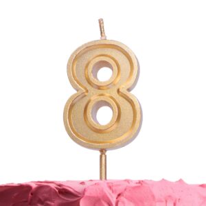 get fresh number 8 birthday candle – gold number eight candle on stick – elegant gold number candles for birthday anniversary wedding – perfect baby’s 8th birthday candle cake topper – gold 8 candle