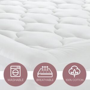 Ella Jayne Lofty 100% Cotton Plush Gel Fiber Filled Mattress Topper, 2" Extra Loft, Deep Elastic Skirt, Fits 22" Mattress - King (78″x80″x2″)