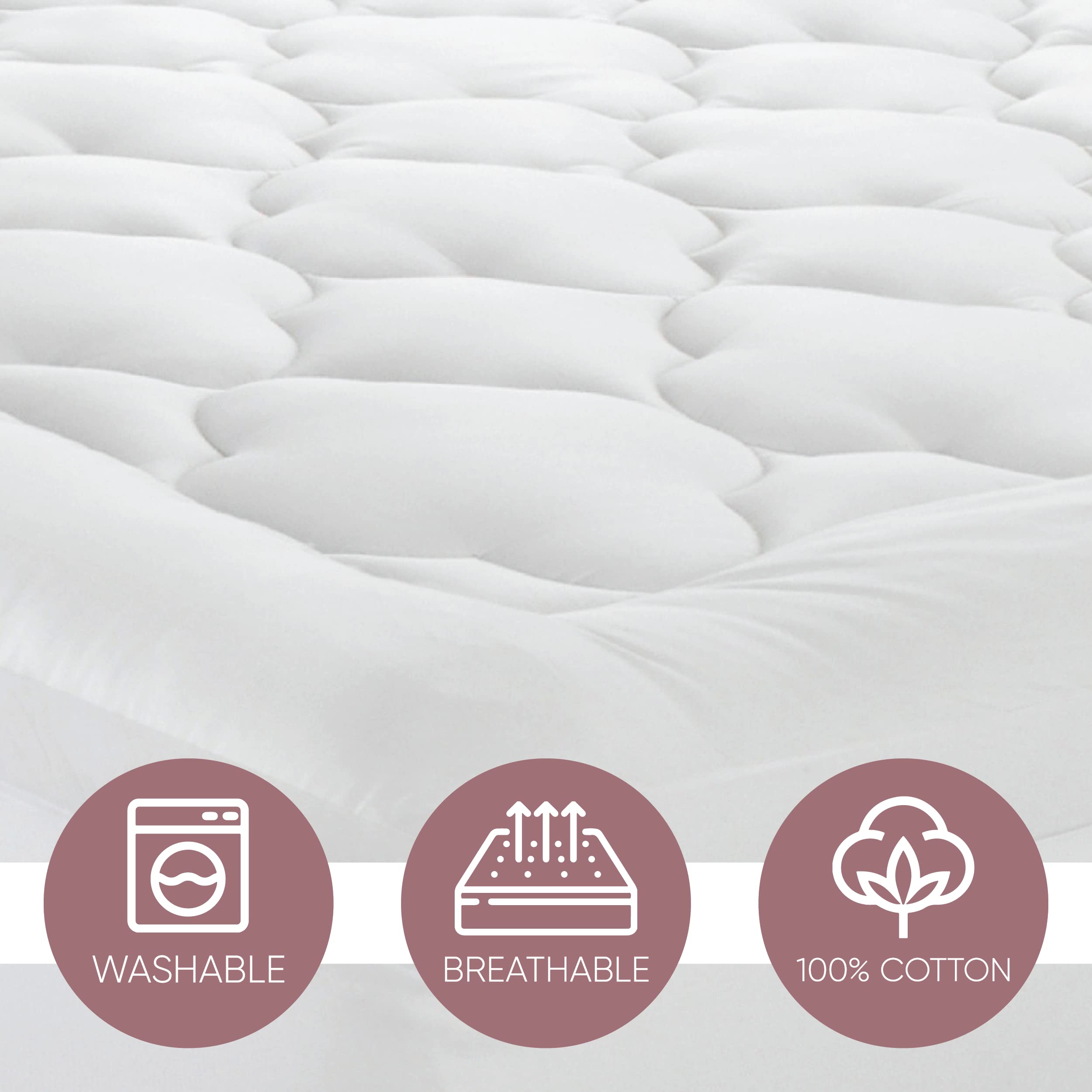 Ella Jayne Lofty 100% Cotton Plush Gel Fiber Filled Mattress Topper, 2" Extra Loft, Deep Elastic Skirt, Fits 22" Mattress - King (78″x80″x2″)