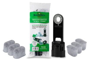 brew addicts water filter for keurig 1.0 coffee makers. starter kit: 6 filters & 1 filter holder. replacement water filter cartridges kit compatible with classic brewers