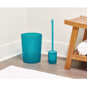 iDesign Finn Round Plastic Trash, Compact Waste Basket Garbage Can for Bathroom, Bedroom, Home Office, Dorm, College, Teal