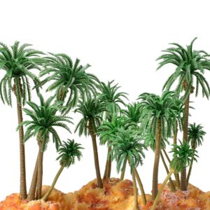 HUIANER Palm Tree Model Trees, Miniature Palm Trees Mixed 5 Size Fake Plastic Trees with No Stands for DIY Scenery Landscape Cake Decoration（18PCS 3.1" - 6.3"）