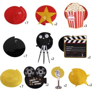 36Ct Movie Night Party Decorations Hanging Swirls - Movie Theater Themed Bridal Shower/Birthday Party Supplies Film Backdrop