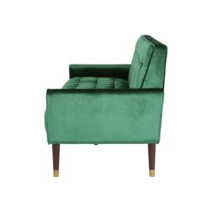 Christopher Knight Home Adan Tufted Velvet Sofa Tipped Tapered Legs, Emerald and Gold Finish