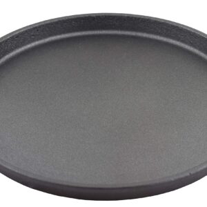 SUNRISE Round Cast Iron Set W/Rubber Wood Underliner For Making Pizza, Sizzling meat (11.80")