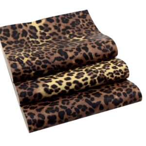 David accessories Leopard Pattern Printed Faux Leather Sheets Synthetic Leather Fabric 3 Pcs 7.7" x 12.9" (20cm x 33cm) Cotton Back for DIY Craft Project (Leopard Printed)