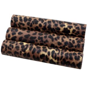 David accessories Leopard Pattern Printed Faux Leather Sheets Synthetic Leather Fabric 3 Pcs 7.7" x 12.9" (20cm x 33cm) Cotton Back for DIY Craft Project (Leopard Printed)