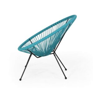 GDFStudio Outdoor Hammock Weave Chair with Steel Frame (Set of 2) - Teal and Black Finish