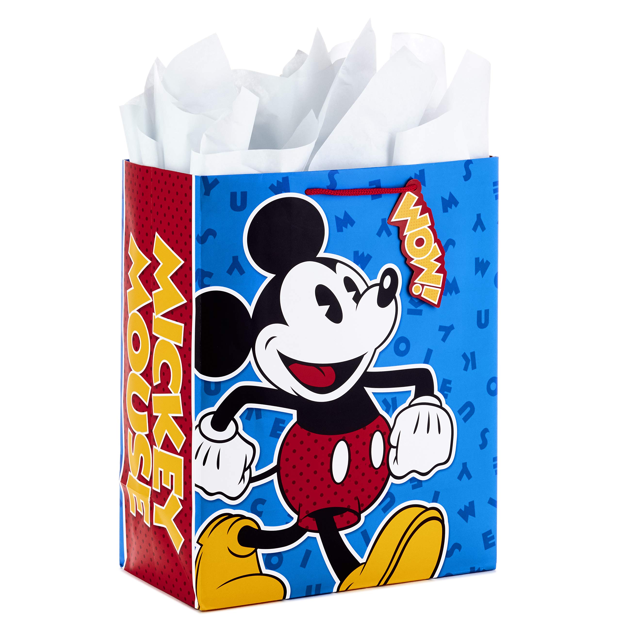 Hallmark 13" Large Disney Gift Bag with Tissue Paper for Birthdays, Baby Showers, or Any Occasion (Mickey Mouse)