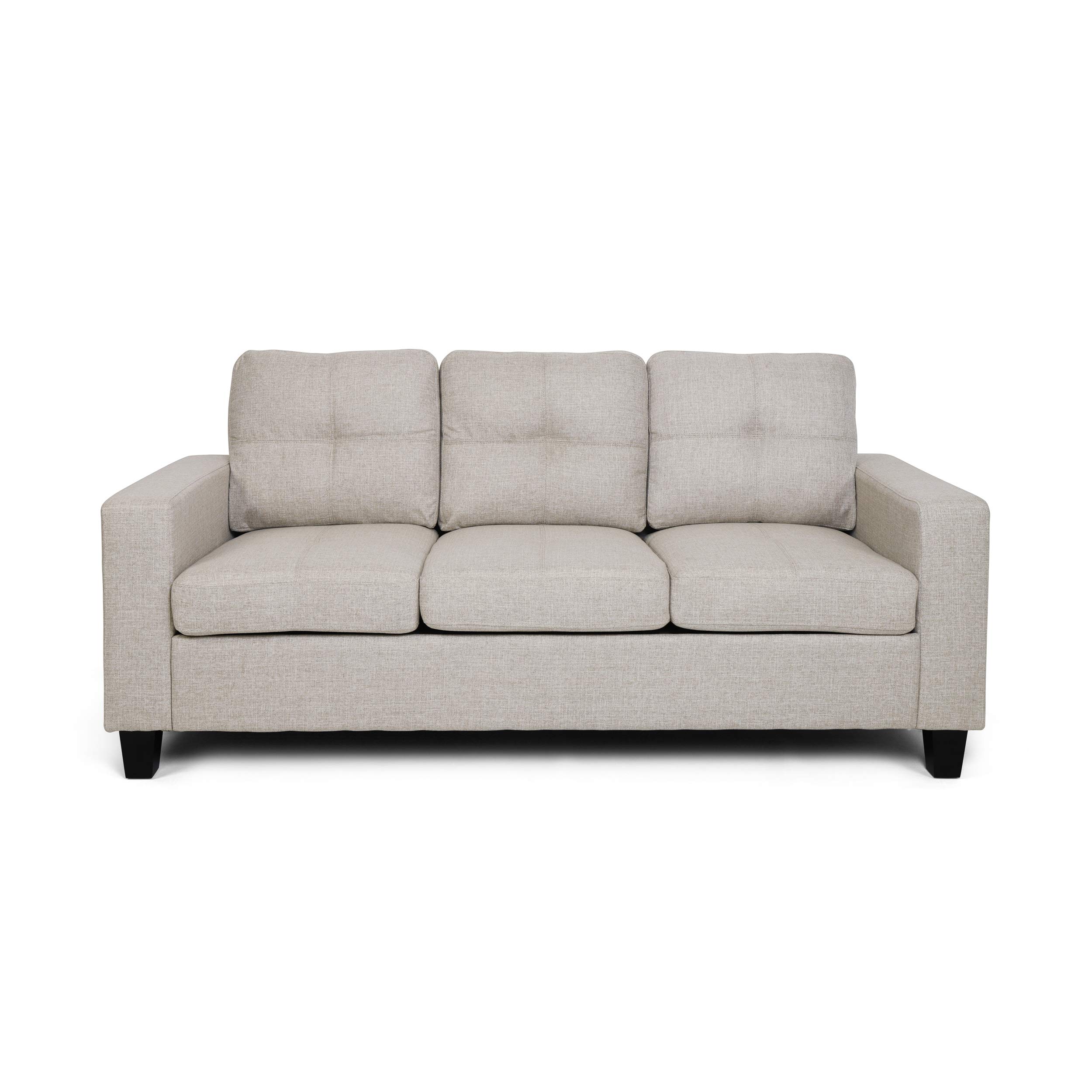 Christopher Knight Home Viviana Three Seater Sofa with Wood Legs, Beige and Natural Finish