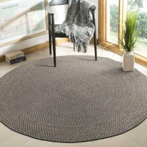 decomall azure braided round indoor outdoor area rugs, 6’ round grey