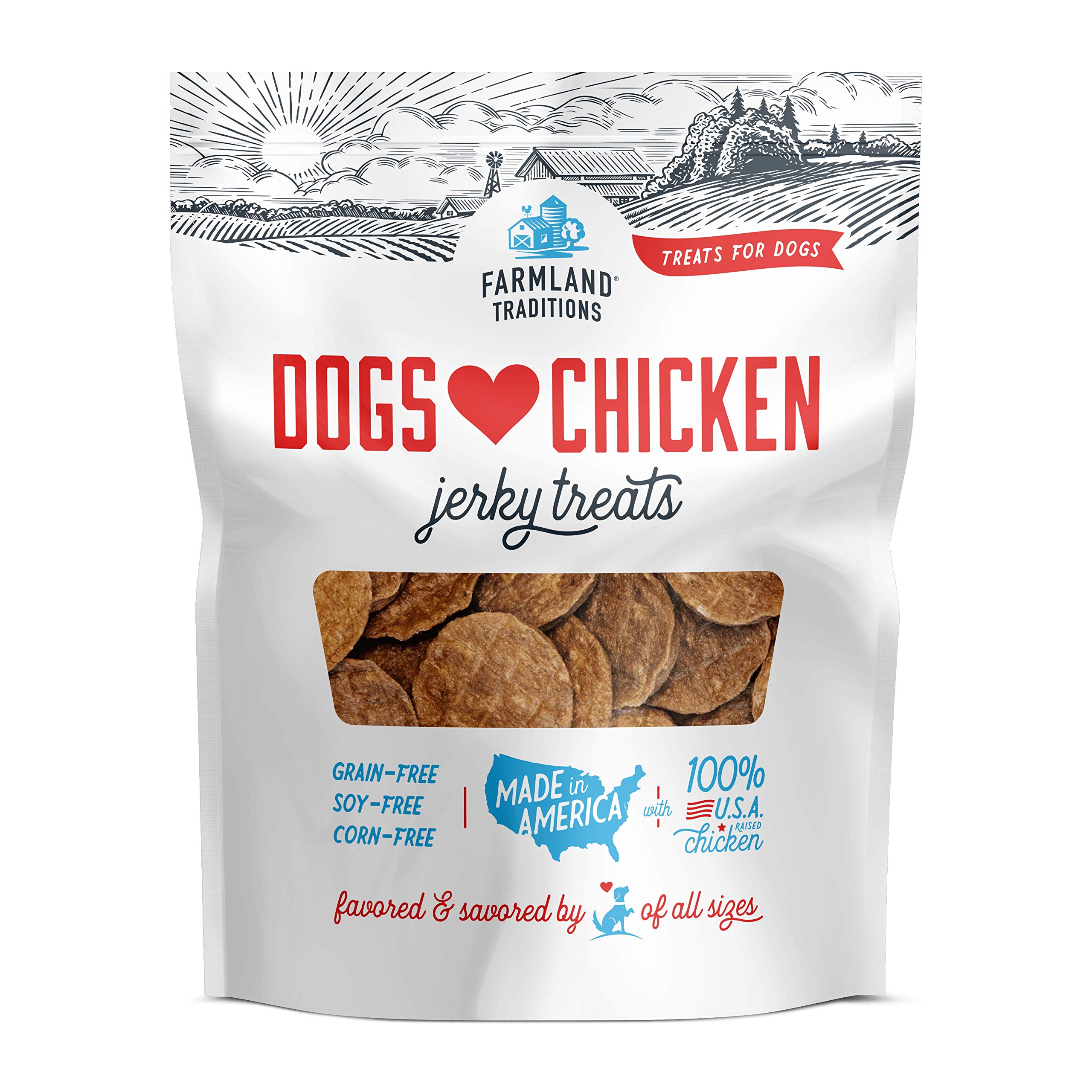 Farmland Traditions Filler Free Dogs Love Chicken Premium Jerky Treats for Dogs, 6 oz. Bag