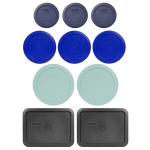 pyrex (3) 7202-pc 1 cup blue (3) 7200-pc 2 cup cadet blue (2) 7201-pc 4 cup muddy aqua (2) 7210-pc 3 cup charcoal grey replacement food storage lids made in the usa