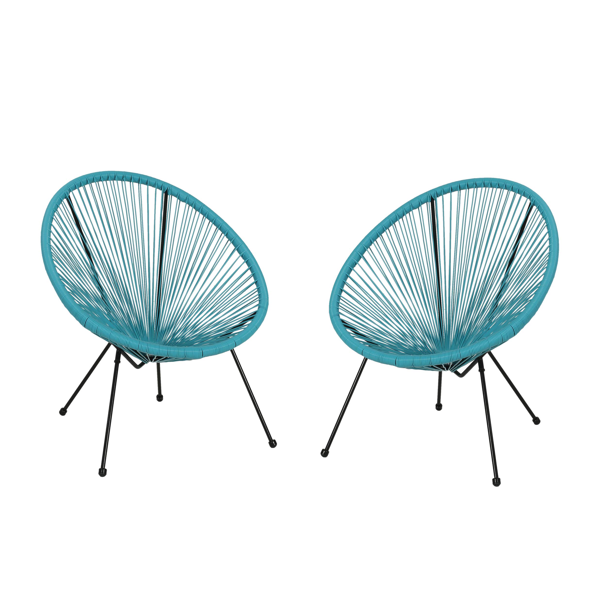 GDFStudio Outdoor Hammock Weave Chair with Steel Frame (Set of 2) - Teal and Black Finish