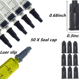 50 Pack 3ML Plastic Syringe Luer Slip with Cap, Great for Measuring, Refilling Watering and Pets Feeding, Not-Sterile (3ML)