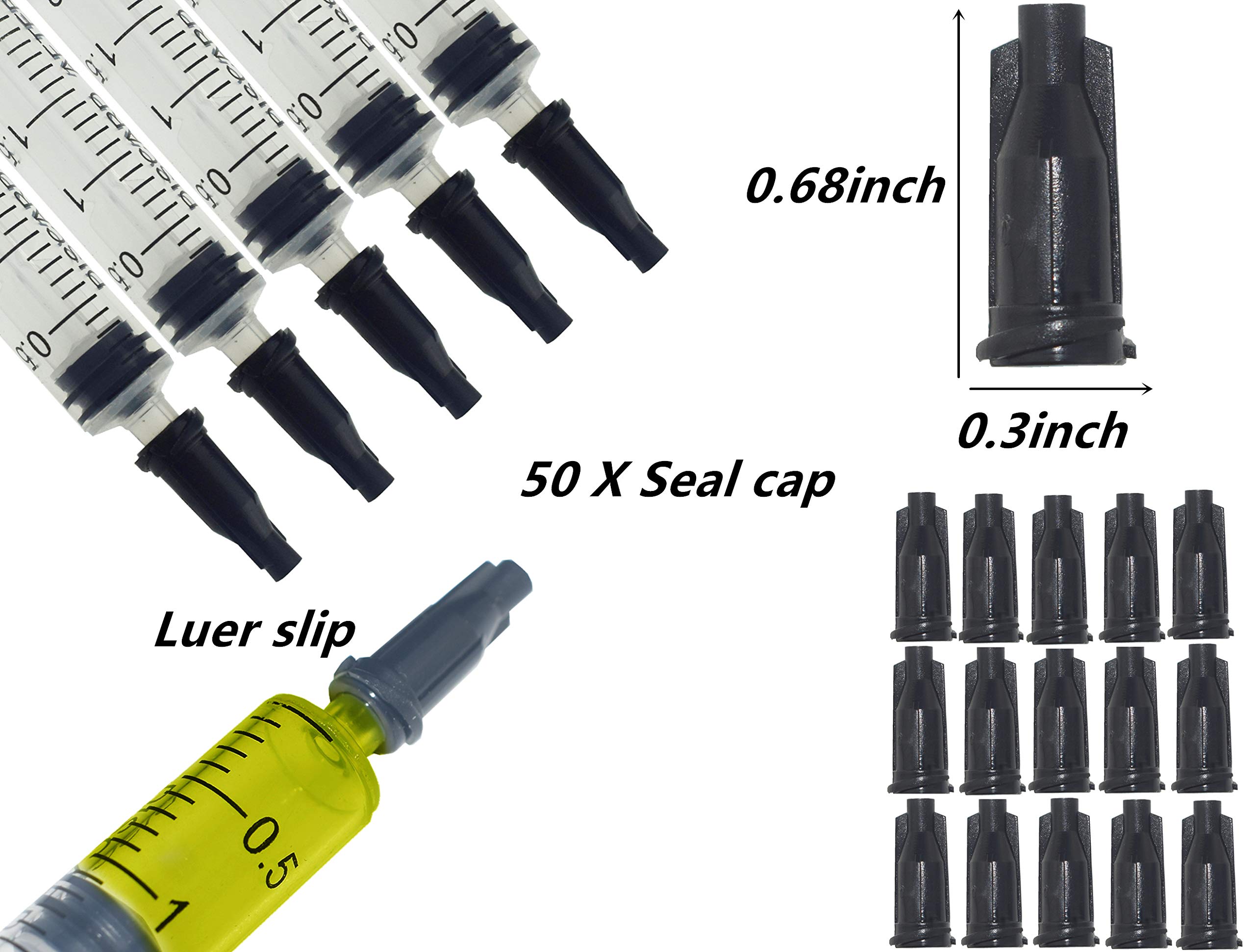 50 Pack 3ML Plastic Syringe Luer Slip with Cap, Great for Measuring, Refilling Watering and Pets Feeding, Not-Sterile (3ML)