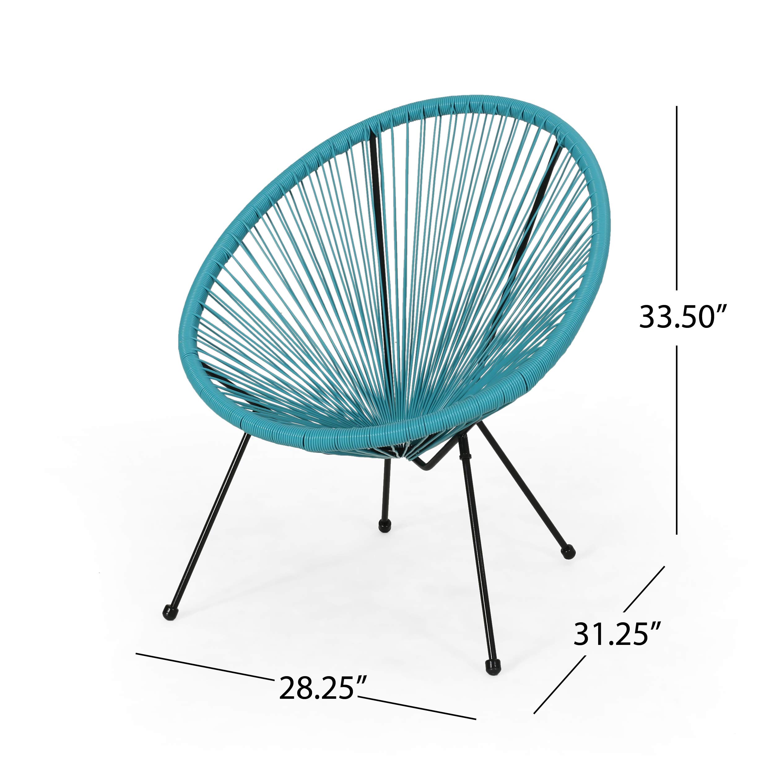 GDFStudio Outdoor Hammock Weave Chair with Steel Frame (Set of 2) - Teal and Black Finish