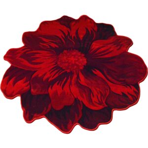 Flower Rug 2ft Round Area Rugs Cute Plush Flower Shaped Rug Circle Girly for Bedroom Floor Living Room Carpet 305 Red