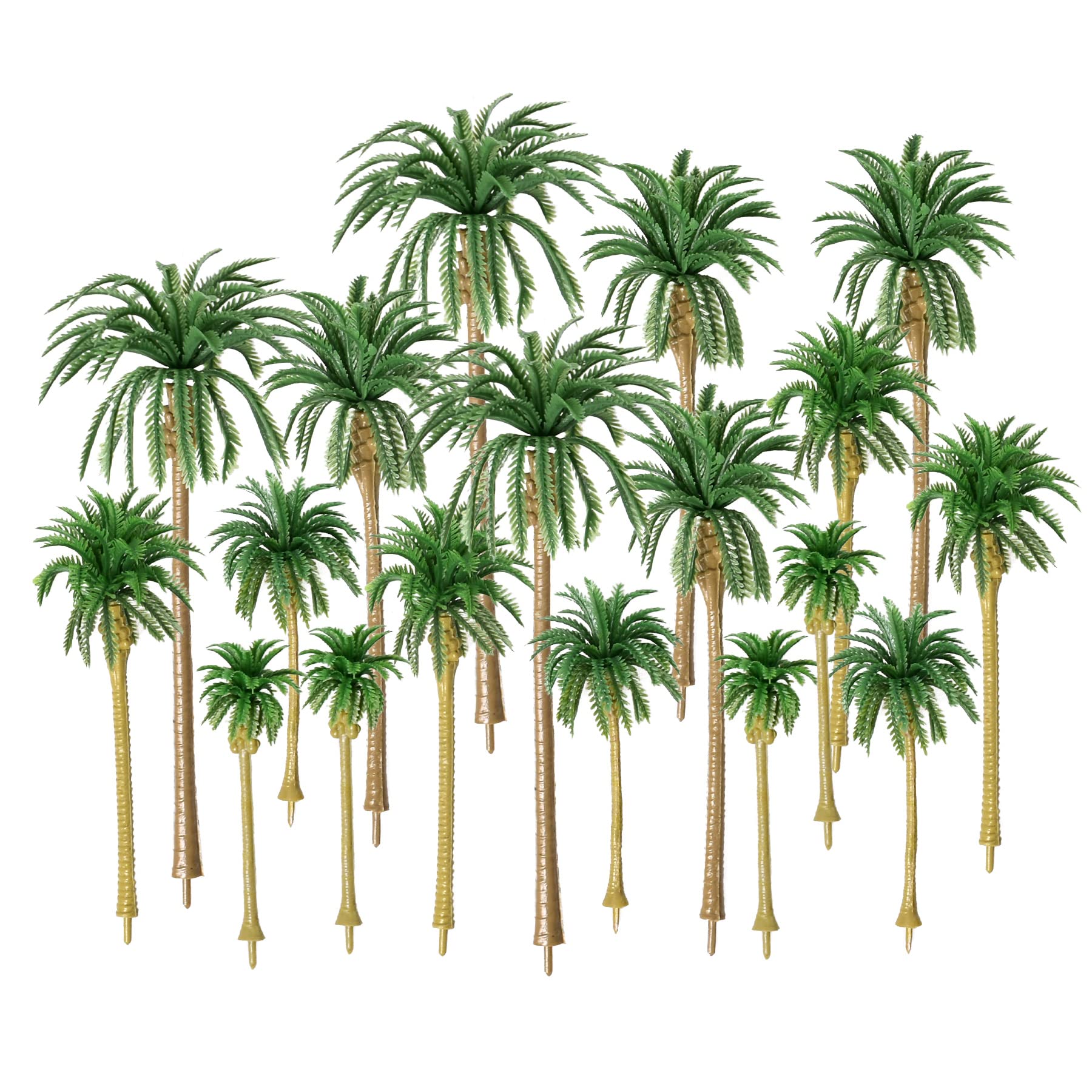 HUIANER Palm Tree Model Trees, Miniature Palm Trees Mixed 5 Size Fake Plastic Trees with No Stands for DIY Scenery Landscape Cake Decoration（18PCS 3.1" - 6.3"）