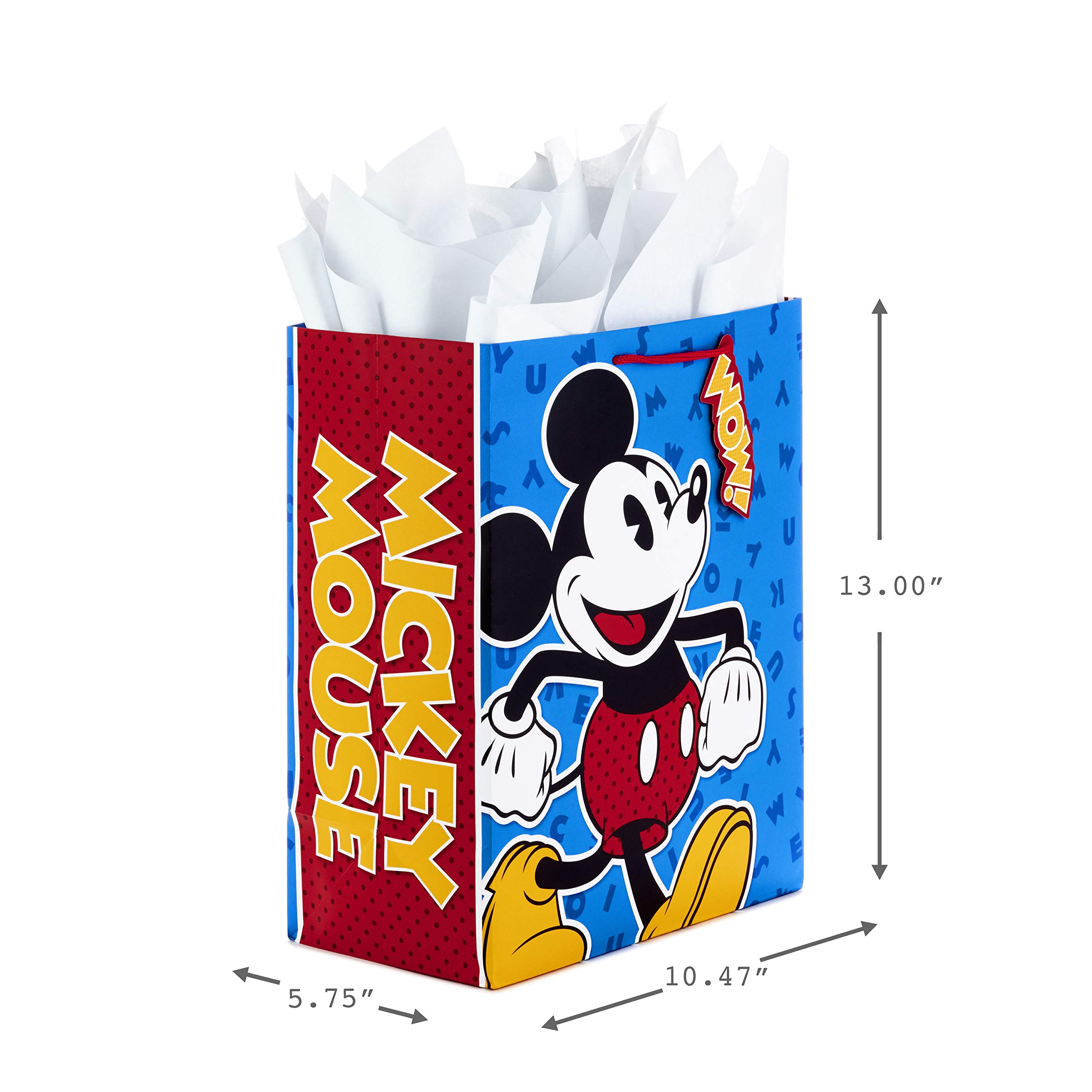 Hallmark 13" Large Disney Gift Bag with Tissue Paper for Birthdays, Baby Showers, or Any Occasion (Mickey Mouse)