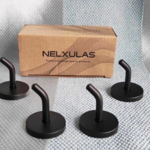 NELXULAS Classic Black Stainless Steel Heavy Duty Coat Hook, Durable Robe Hanger Wall Mount Hook, Perfect Touch Your Bathroom, Bedroom, Closets, Wardrobe, Kitchen (2", 4 PCS)