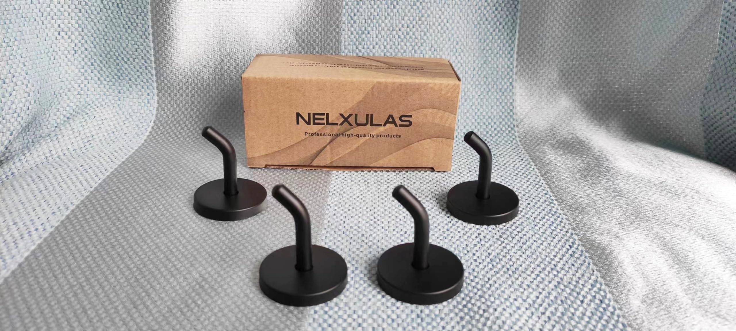 NELXULAS Classic Black Stainless Steel Heavy Duty Coat Hook, Durable Robe Hanger Wall Mount Hook, Perfect Touch Your Bathroom, Bedroom, Closets, Wardrobe, Kitchen (2", 4 PCS)