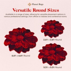 Flower Rug 2ft Round Area Rugs Cute Plush Flower Shaped Rug Circle Girly for Bedroom Floor Living Room Carpet 305 Red