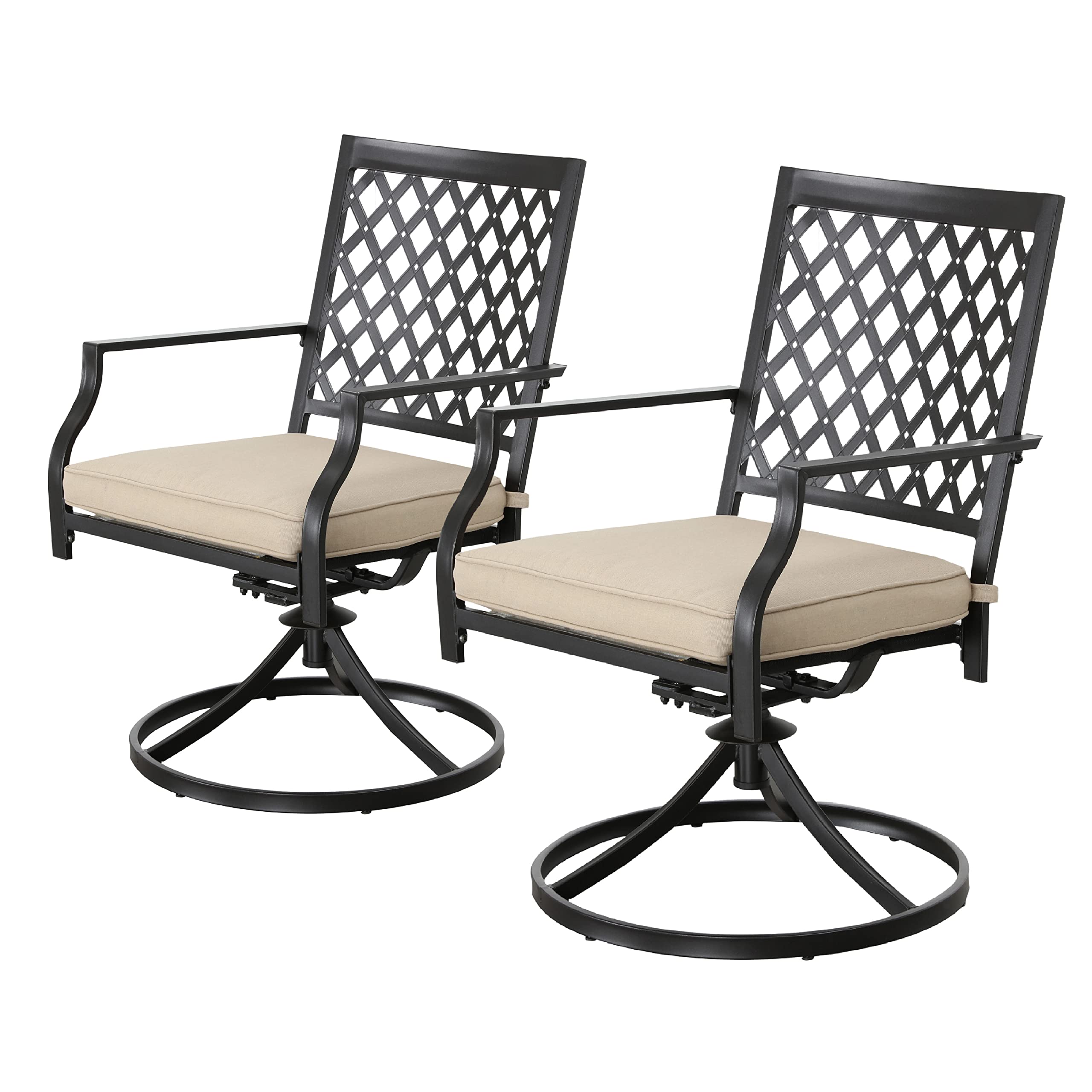 LOKATSE HOME Patio Swivel Dining Chair Set of 2 Outdoor Metal Rocker Chair Bistro Furniture with Cushion