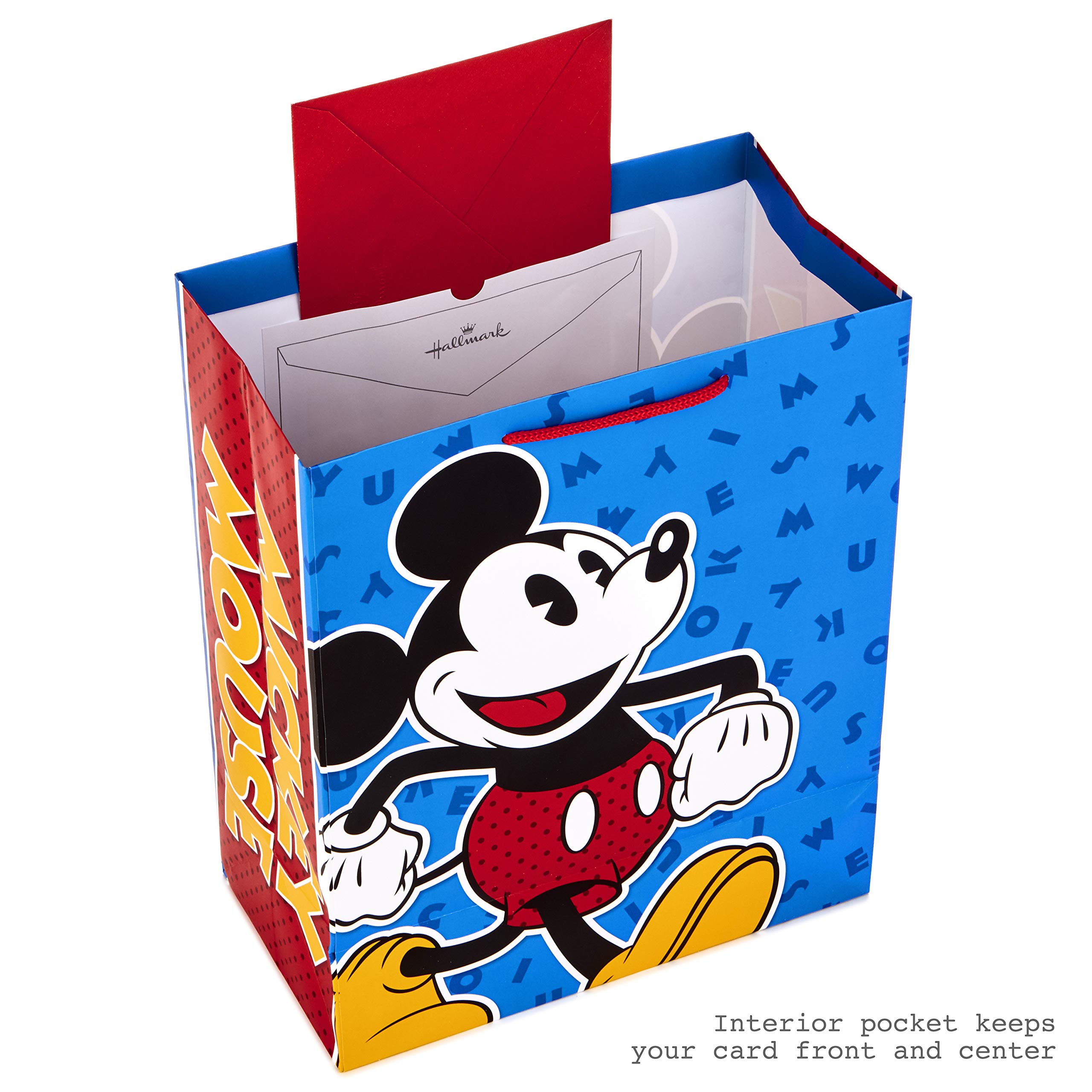 Hallmark 13" Large Disney Gift Bag with Tissue Paper for Birthdays, Baby Showers, or Any Occasion (Mickey Mouse)