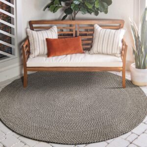 DECOMALL Azure Braided Round Indoor Outdoor Area Rugs, 6’ Round Grey