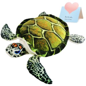 athoinsu realistic stuffed sea turtle soft plush toy ocean life tortoise throw pillow valentine's day birthday for toddler kids, 18''