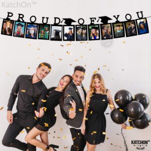 KatchOn, Black Graduation Photo Banner 2024 - Large 10 Feet | Proud of You Banner | Felt Graduation Picture Banner | Graduation Banner 2024 Personalized | Graduation Decorations Class of 2024 Black