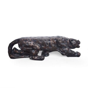 Christopher Knight Home Emersyn Outdoor Leopard Shaped Concrete Bench, Antique Copper Finish