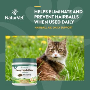 NaturVet Hemp Hairball Aid Plus Hemp Seed for Cats, 60 ct Soft Chews, Made in The USA