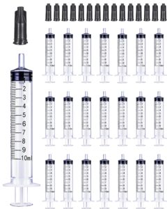 30 pack 10ml plastic syringe luer slip with cap, great for measuring, refilling watering and pets feeding(non-sterile) (10ml)