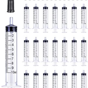 30 Pack 10ML Plastic Syringe Luer Slip with Cap, Great for Measuring, Refilling Watering and Pets Feeding(Non-sterile) (10ML)