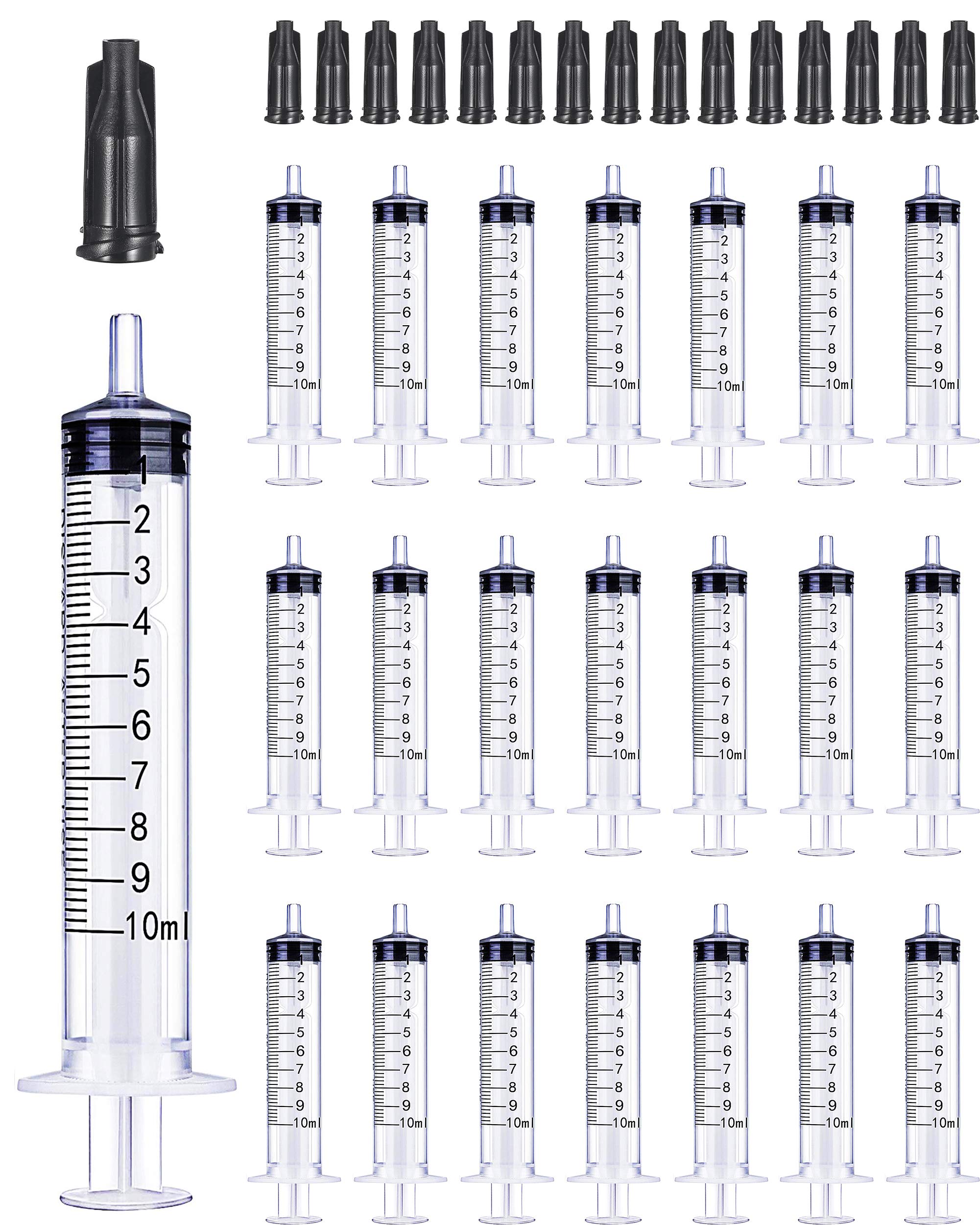 30 Pack 10ML Plastic Syringe Luer Slip with Cap, Great for Measuring, Refilling Watering and Pets Feeding(Non-sterile) (10ML)