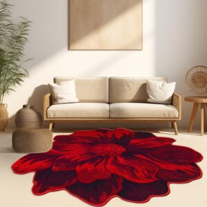 flower rug 2ft round area rugs cute plush flower shaped rug circle girly for bedroom floor living room carpet 305 red