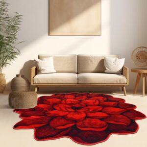 flower rug 2ft round area rugs cute plush flower shaped rug circle girly for bedroom floor living room carpet 301 red