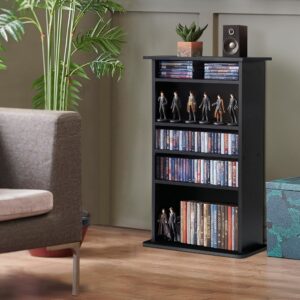 ZENY Multimedia Storage Cabinet DVD Rack Book Shelf Organizer Stand Audio Media Tower, 36" X 19" X 7" Black