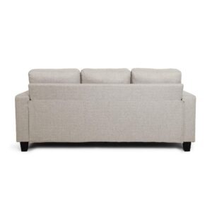 Christopher Knight Home Viviana Three Seater Sofa with Wood Legs, Beige and Natural Finish