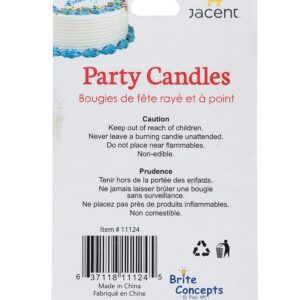 Jacent Fun Polka Dot and Striped Multicolored Birthday Candles, 18 Count per Pack - 1 Pack