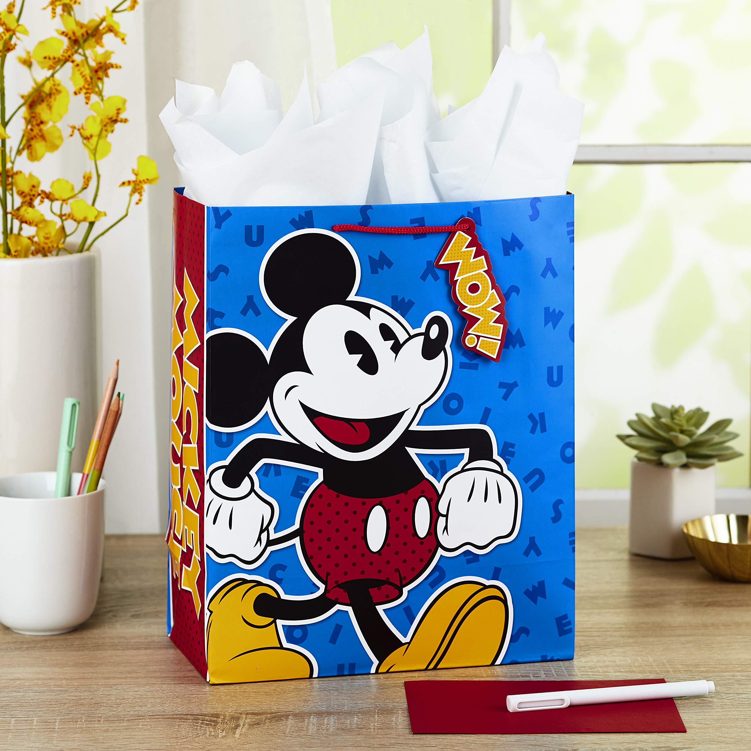 Hallmark 13" Large Disney Gift Bag with Tissue Paper for Birthdays, Baby Showers, or Any Occasion (Mickey Mouse)