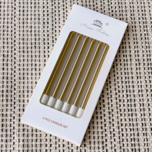 Aplusplanet 24 Count Champagne Gold Birthday Cake Candles, Metallic Long Thin Cake Candle in Holder for Cupcake Wedding, Shower, Party Decorations