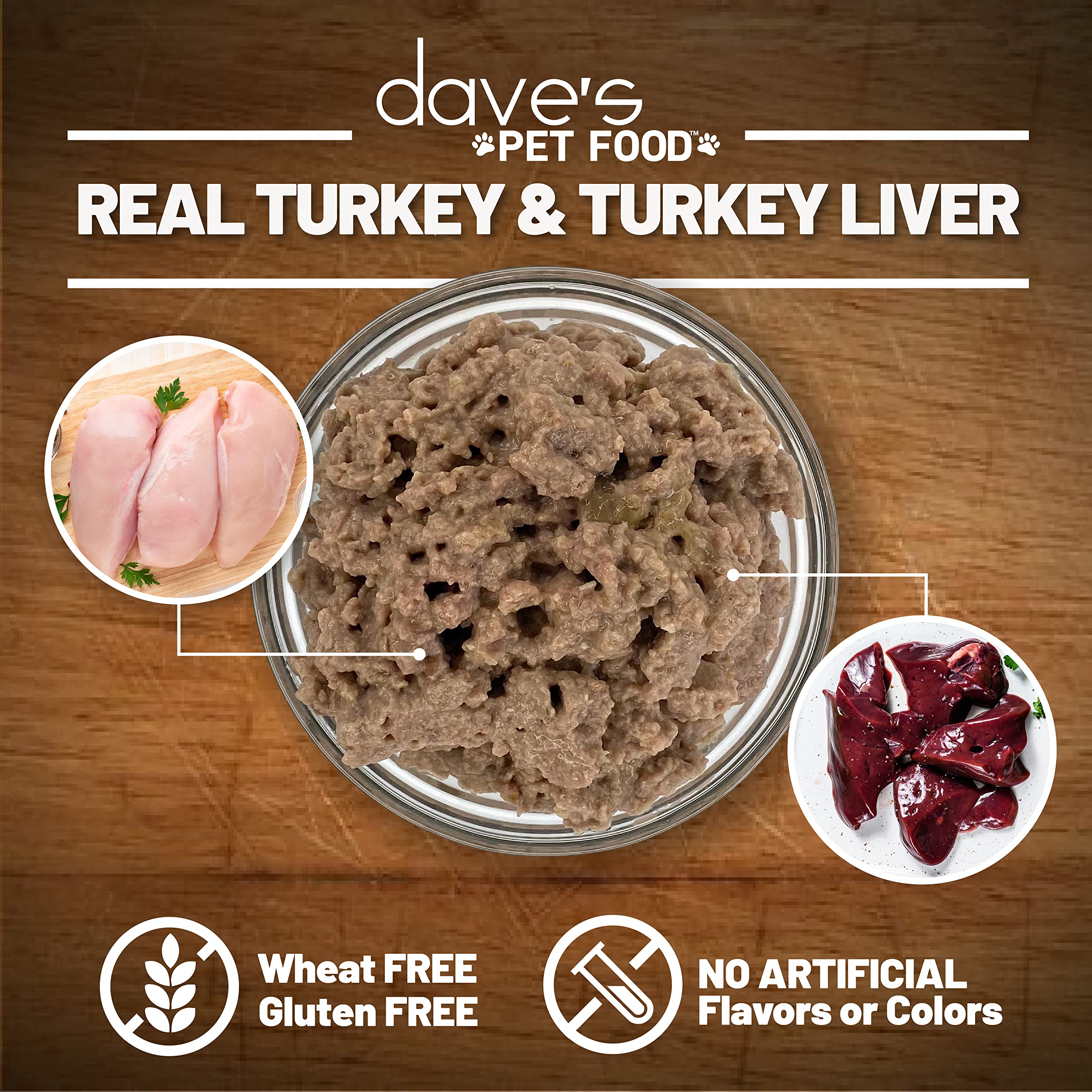 Dave's Pet Food Grain Free Wet Dog Food (95% Turkey & Turkey Liver), Made in USA Single-Source Protein, Limited Ingredients Added Vitamins & Minerals, 12.5 oz Cans (Case of 12)