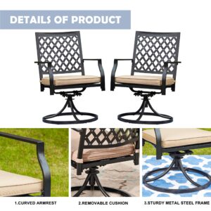 LOKATSE HOME Patio Swivel Dining Chair Set of 2 Outdoor Metal Rocker Chair Bistro Furniture with Cushion