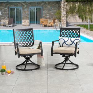 LOKATSE HOME Patio Swivel Dining Chair Set of 2 Outdoor Metal Rocker Chair Bistro Furniture with Cushion