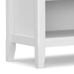 SIMPLIHOME Amherst 24 inches Wide Night Stand, Bedside table, White SOLID WOOD, Rectangle, with Storage, 2 Drawers and 1 Shelf, For the Bedroom, Transitional, White