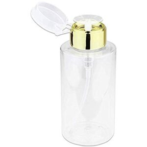 PANA Professional 10 oz. GOLD Chrome Lid No Wording Labeled Push Down Liquid Pumping Clear Bottle Dispenser